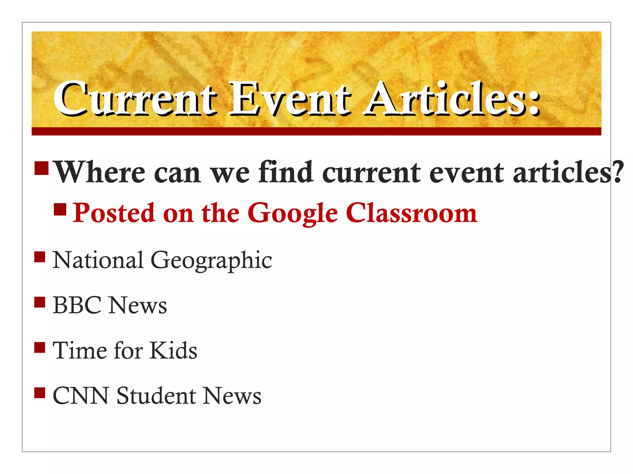 Current events introduction | PPT