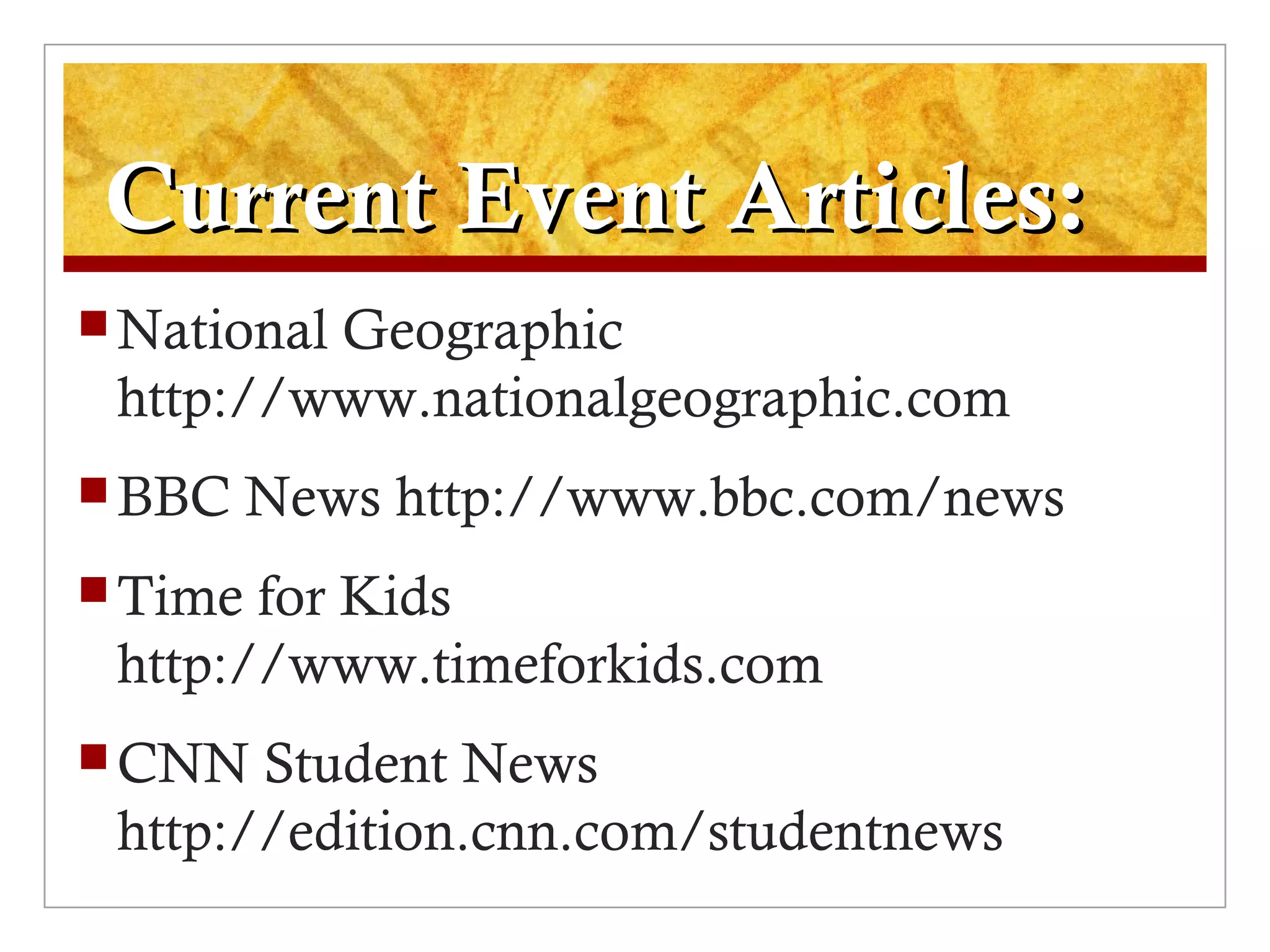 Current events introduction | PPT