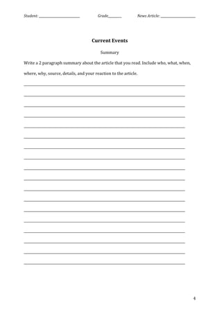 Current events rubric and form | DOCX