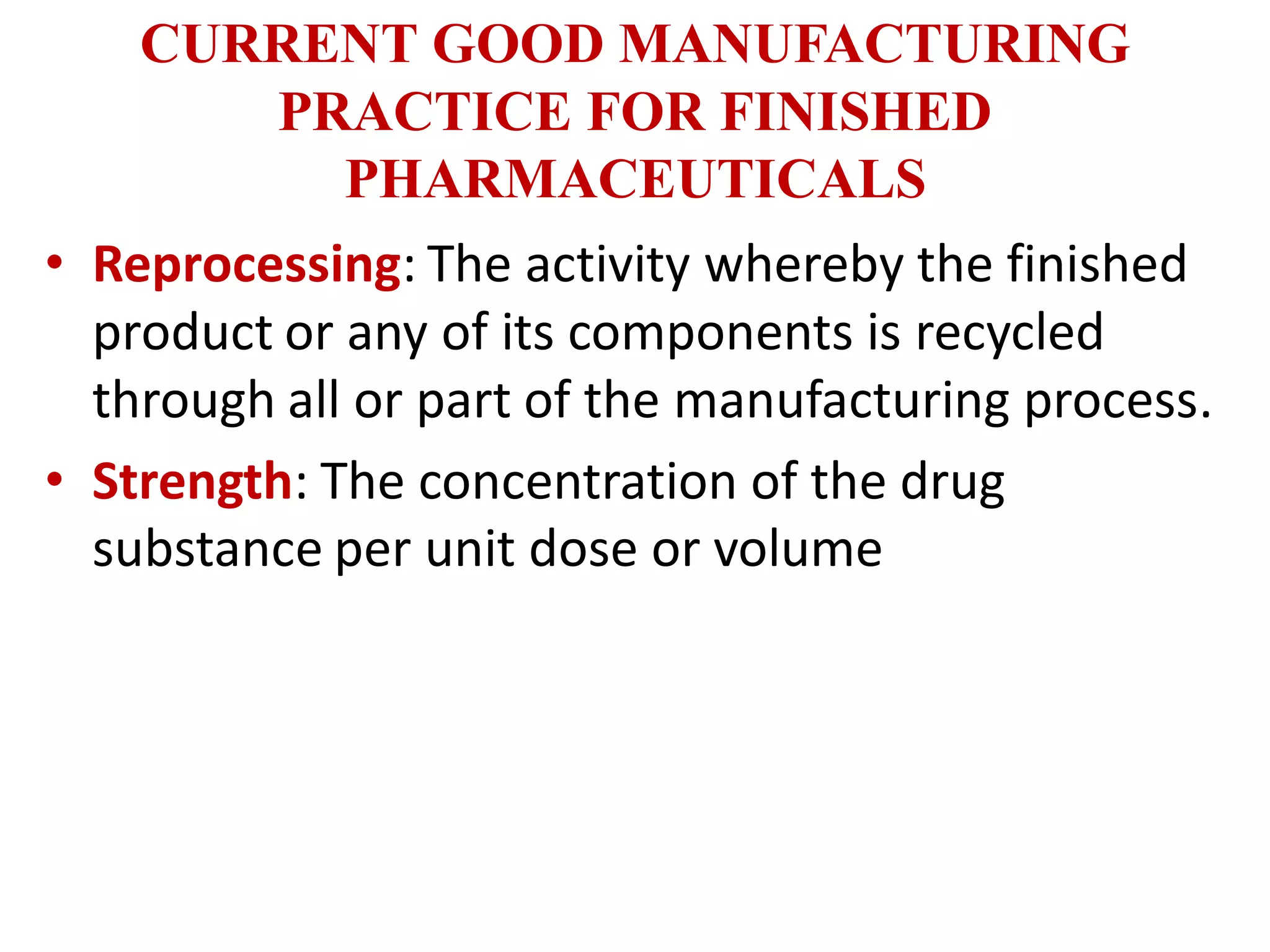 Current good manufacturing practices and current good compounding | PDF