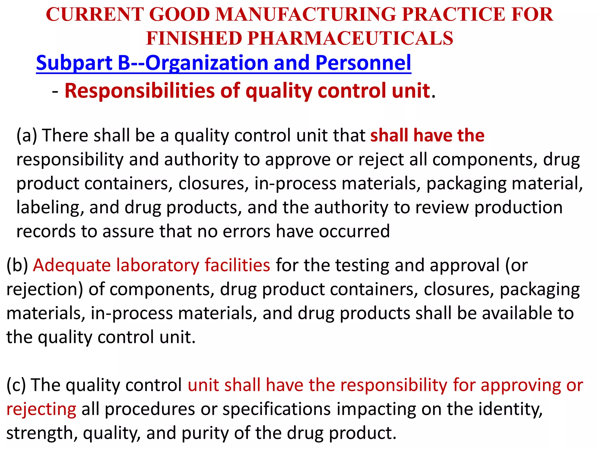 Current good manufacturing practices and current good compounding | PDF