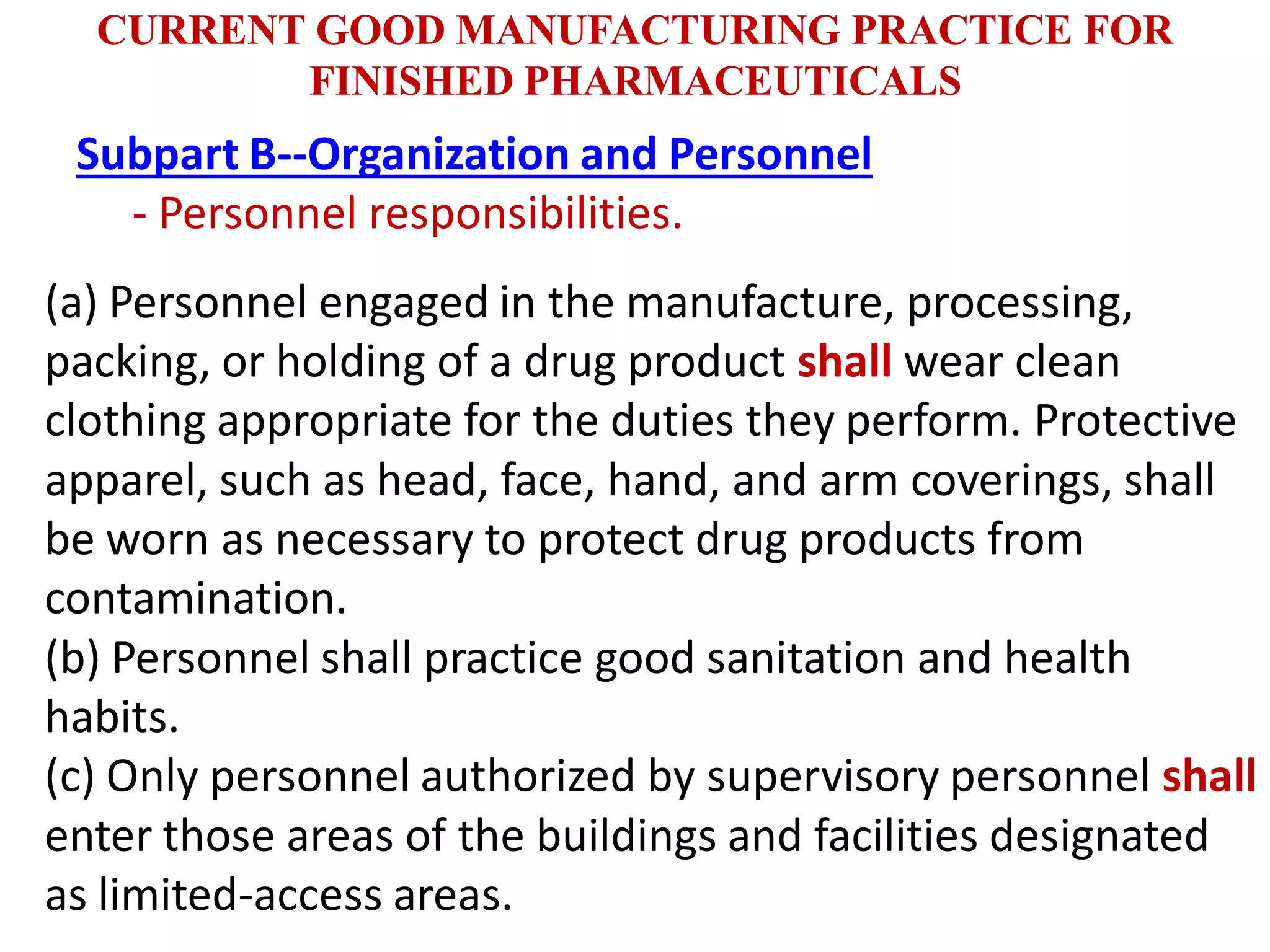 Current good manufacturing practices and current good compounding | PDF