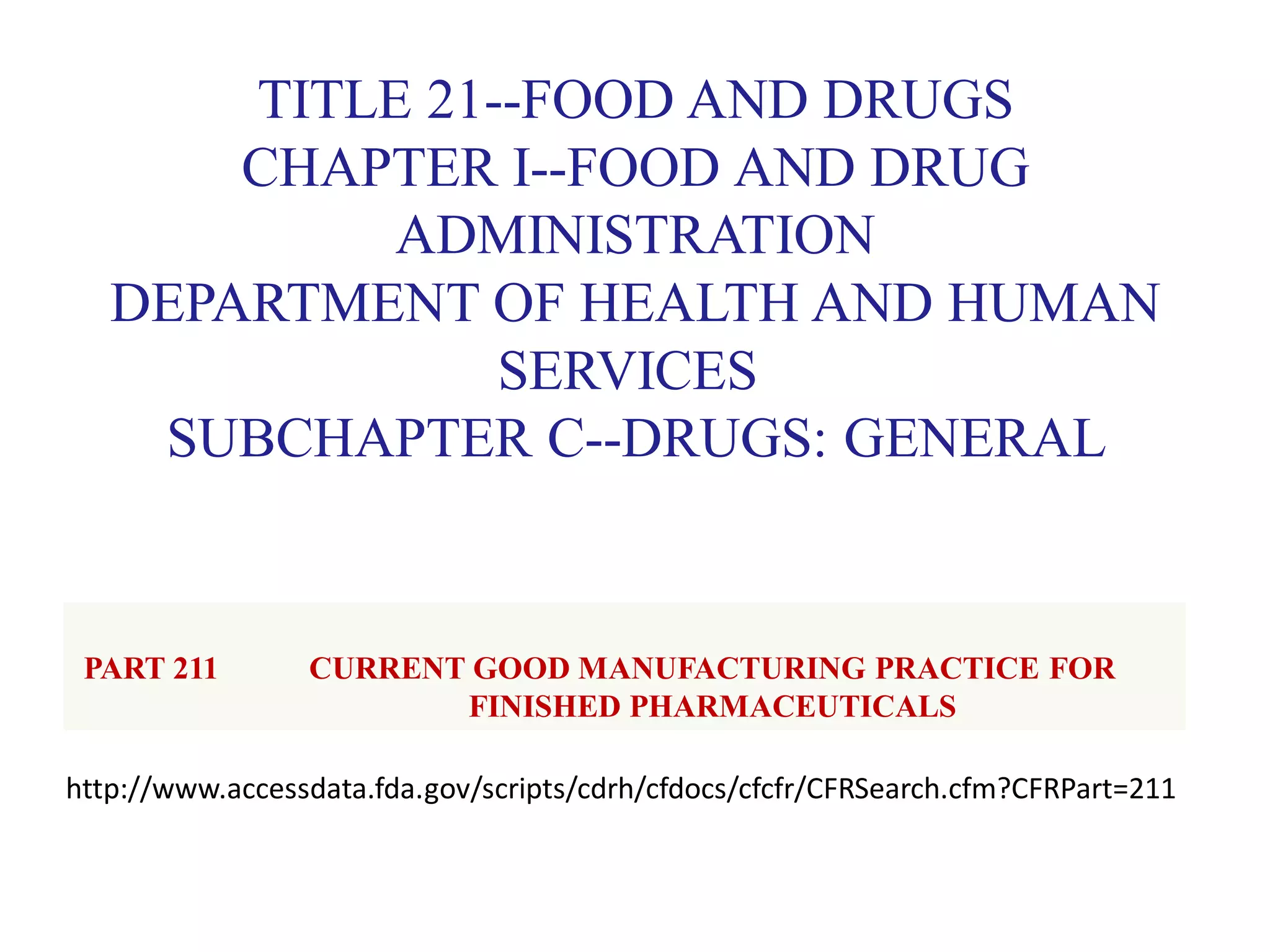 Current good manufacturing practices and current good compounding | PDF