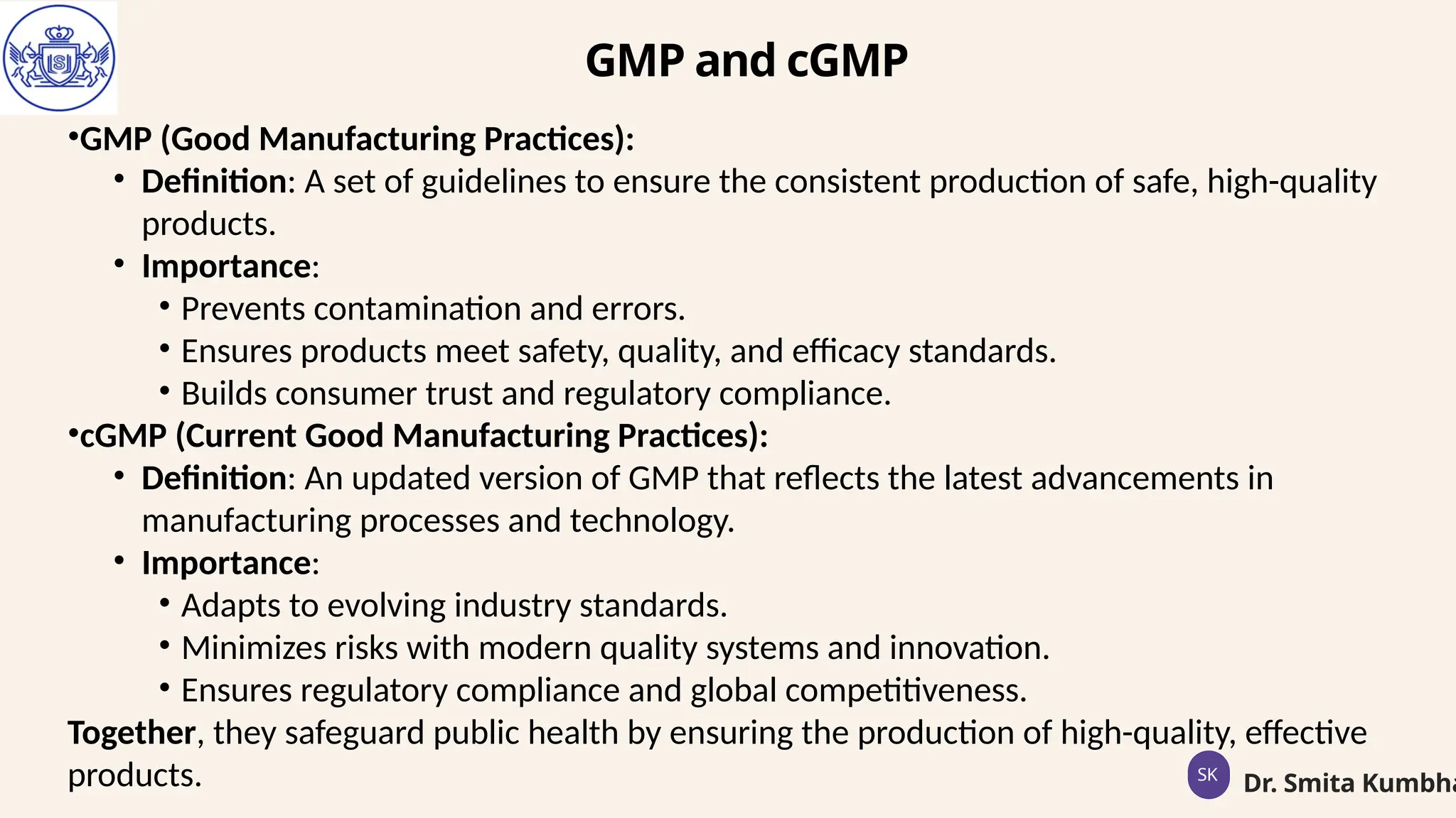 Current Good Manufacturing Practices (cGMP) & Compliance Key Global ...