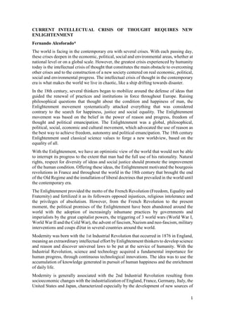 Current intellectual crisis of thought requires new enlightenment | PDF