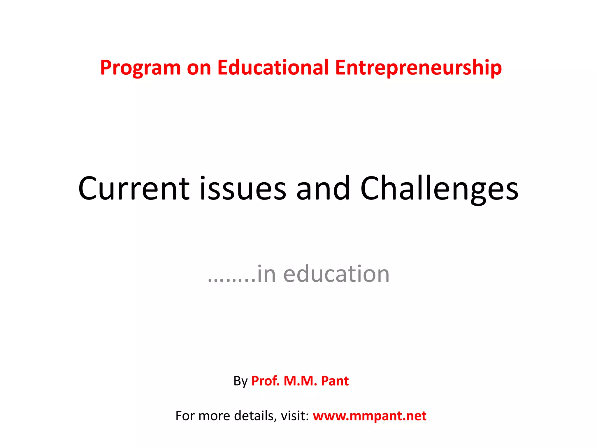 Current issues and challenges in education | PDF