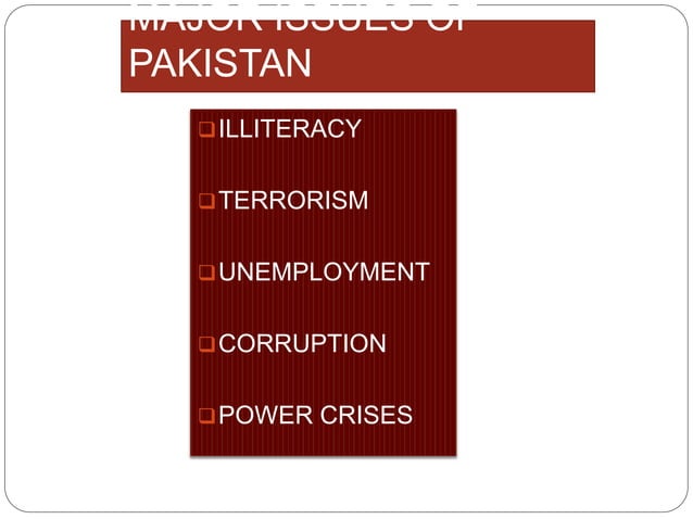 Current issues of pakistan | PPTX | Civic affairs | Politics