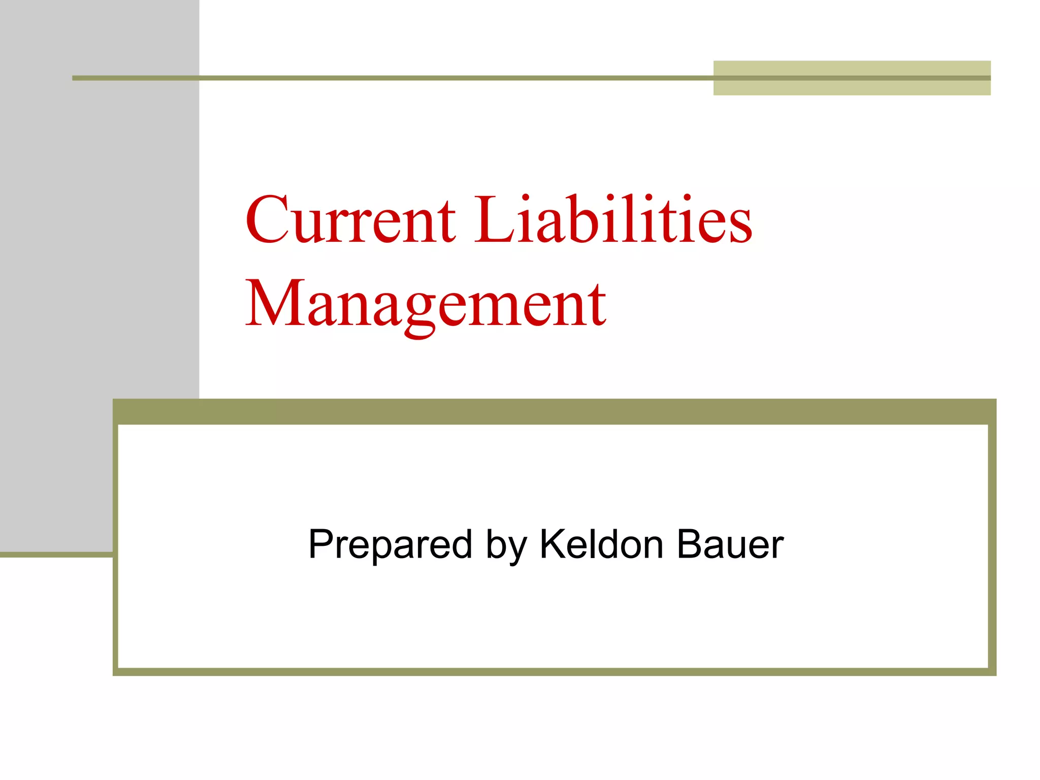 Current Liabilities Management | PPT