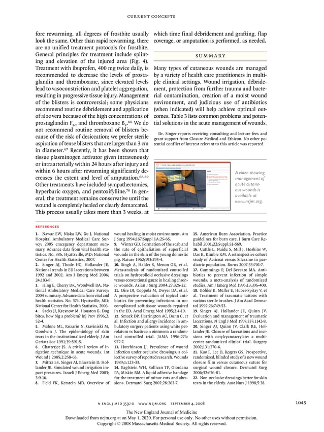 Current management of acute cutaneous wounds nejm | PDF
