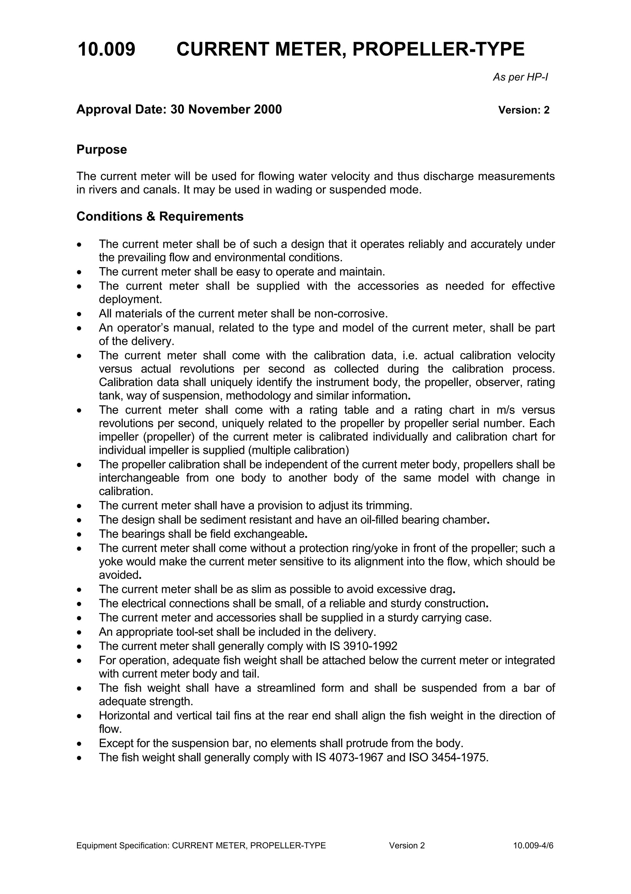 Current meter, propeller type | PDF