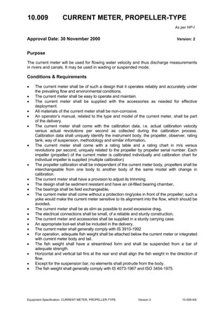 Current meter, propeller type | PDF