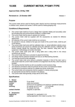 Current meter, pygmy type | PDF | Physics | Science
