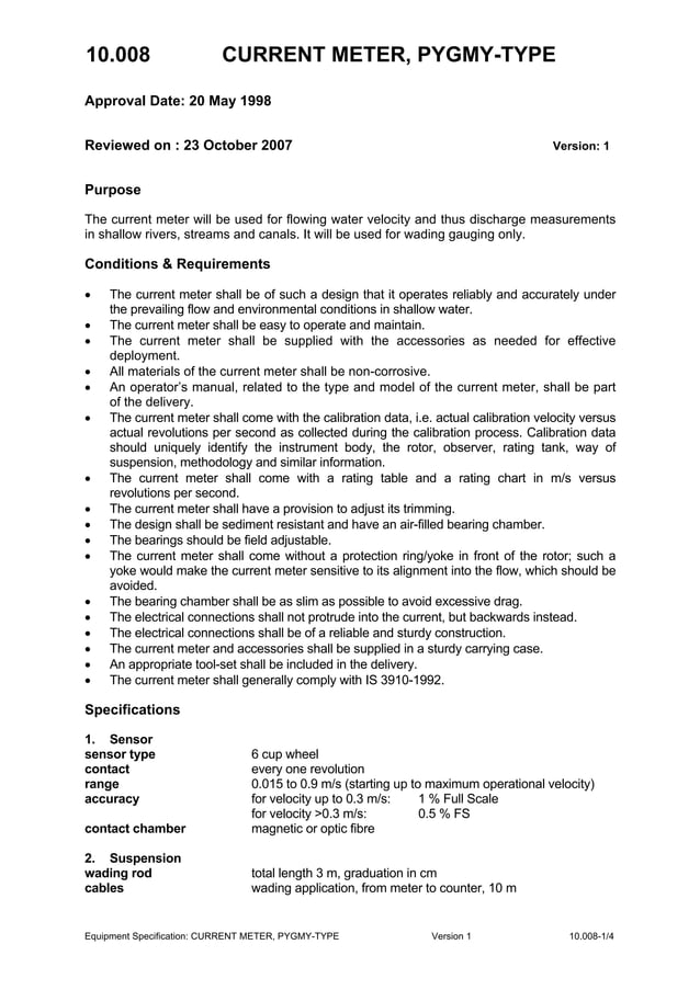 Current meter, pygmy type | PDF | Physics | Science