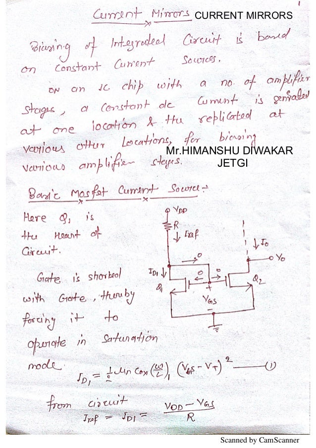 Current mirrors (using BJT & MOSFET)
