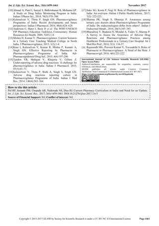 Current Pharmacy Curriculum in India and Need for an Update | PDF