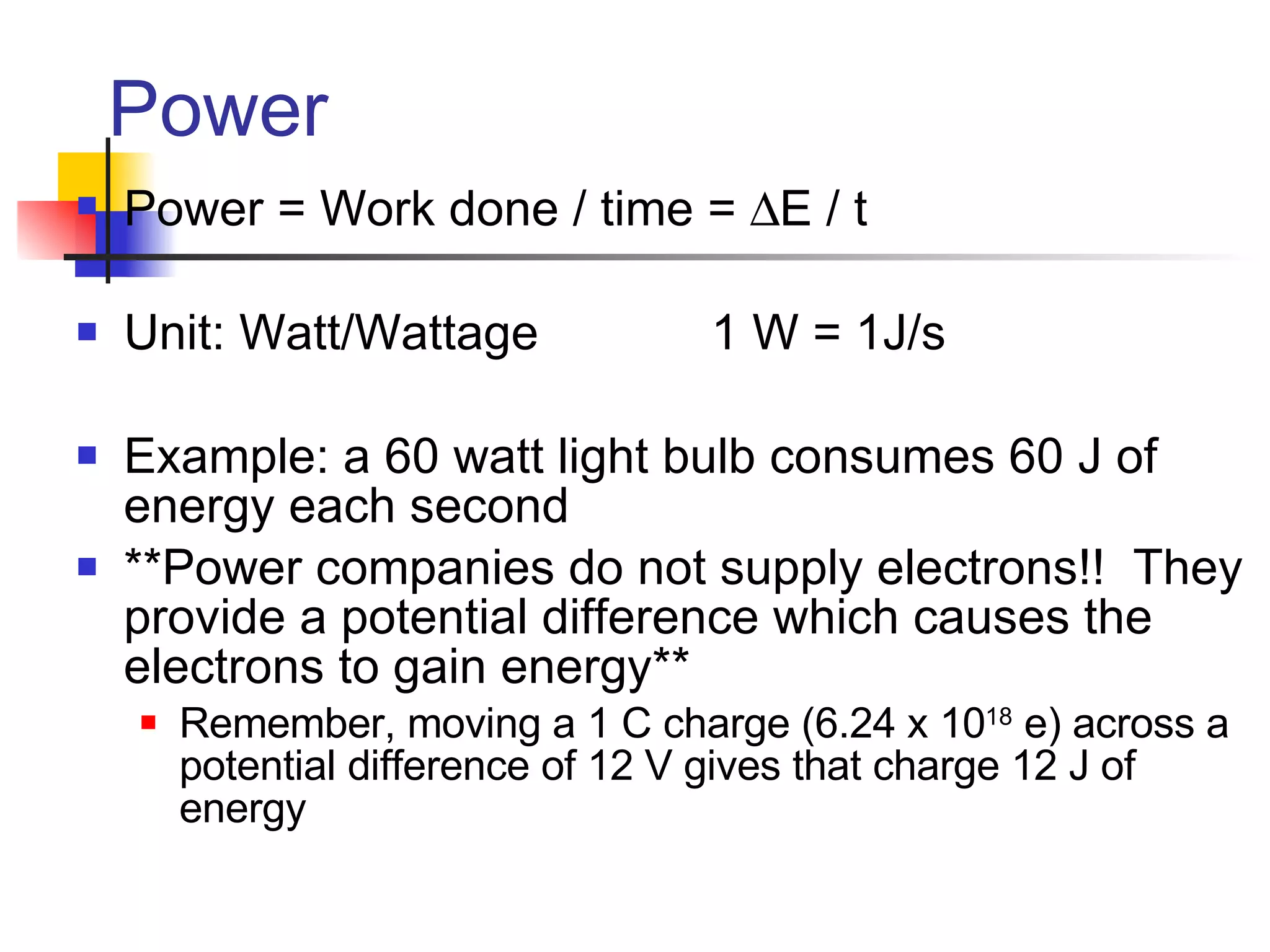 Current Resistance & Power | PPT