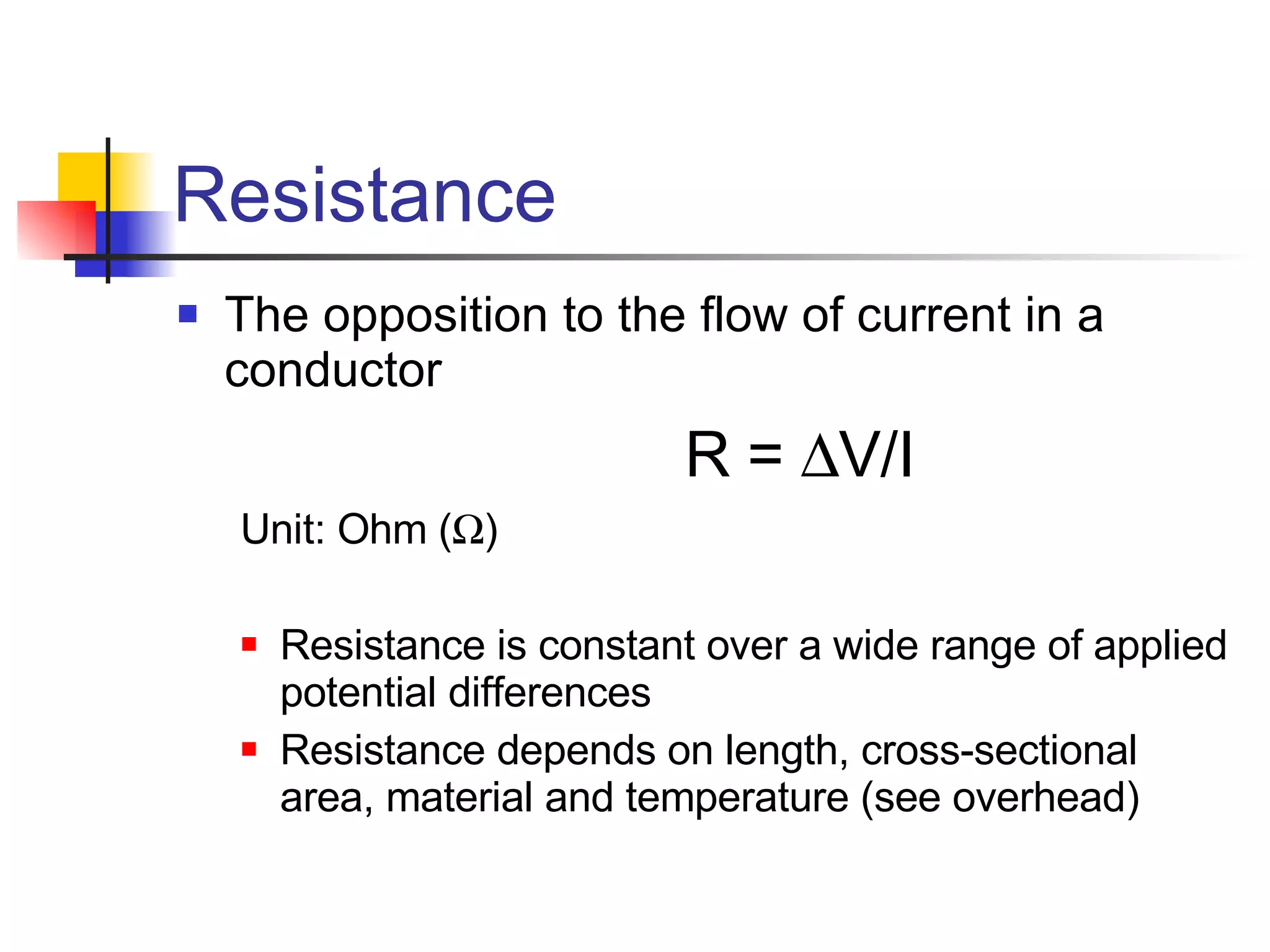 Current Resistance & Power | PPT
