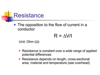 Current Resistance & Power | PPT