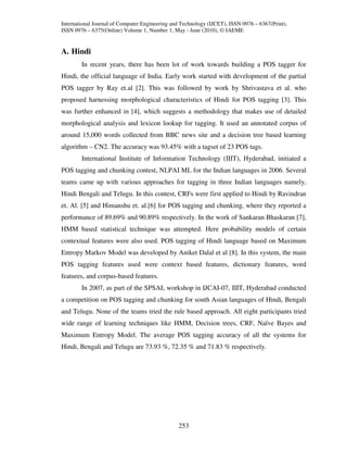 Current state of the art pos tagging for indian languages | PDF