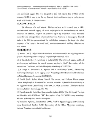 Current state of the art pos tagging for indian languages | PDF