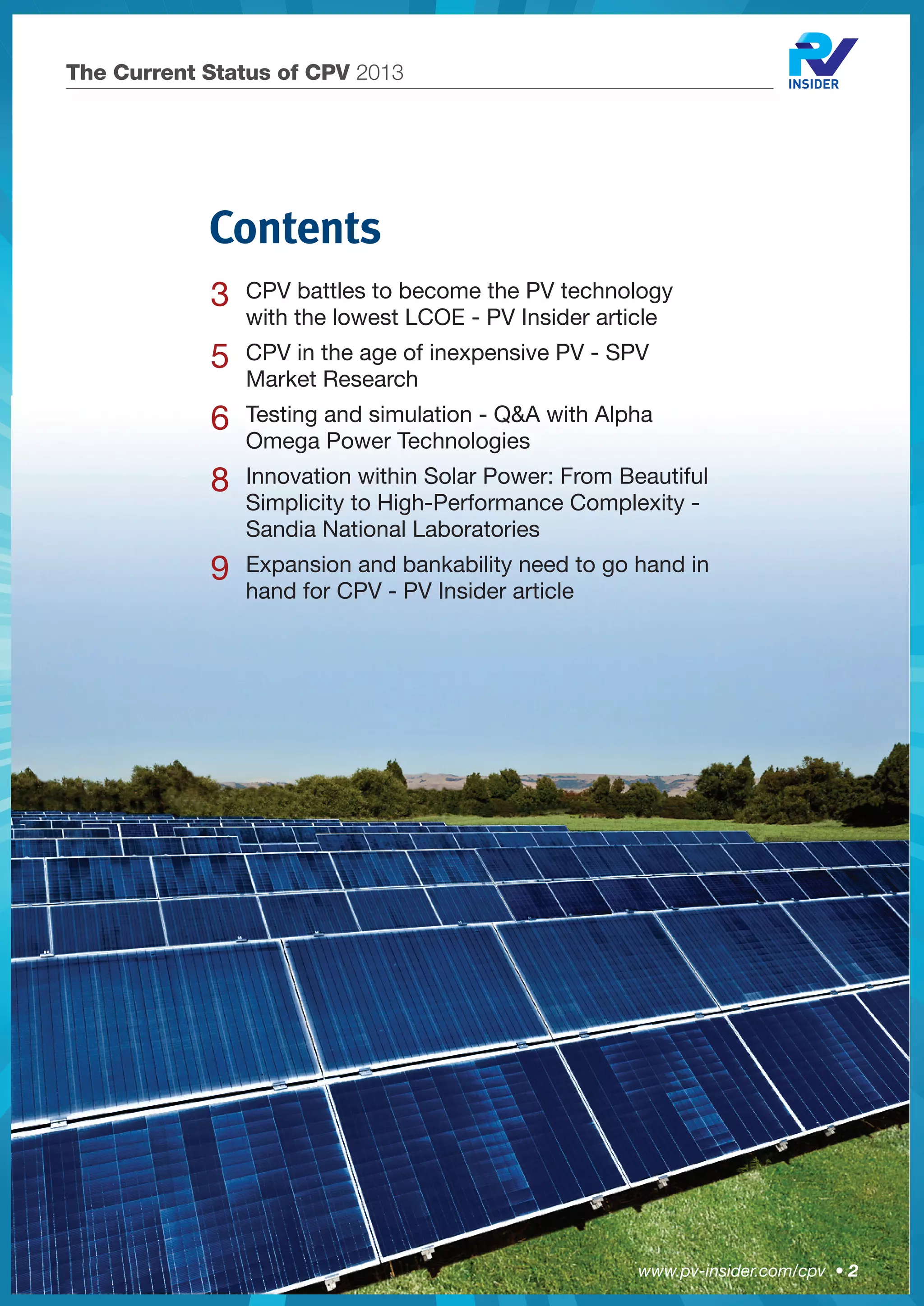 The Current Status of CPV 2013 | PDF