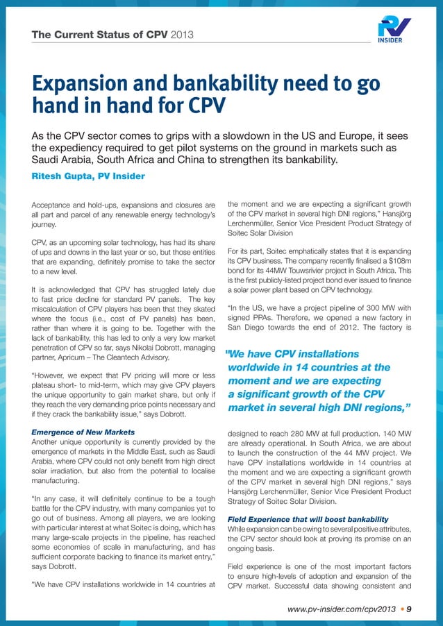 The Current Status of CPV 2013 | PDF