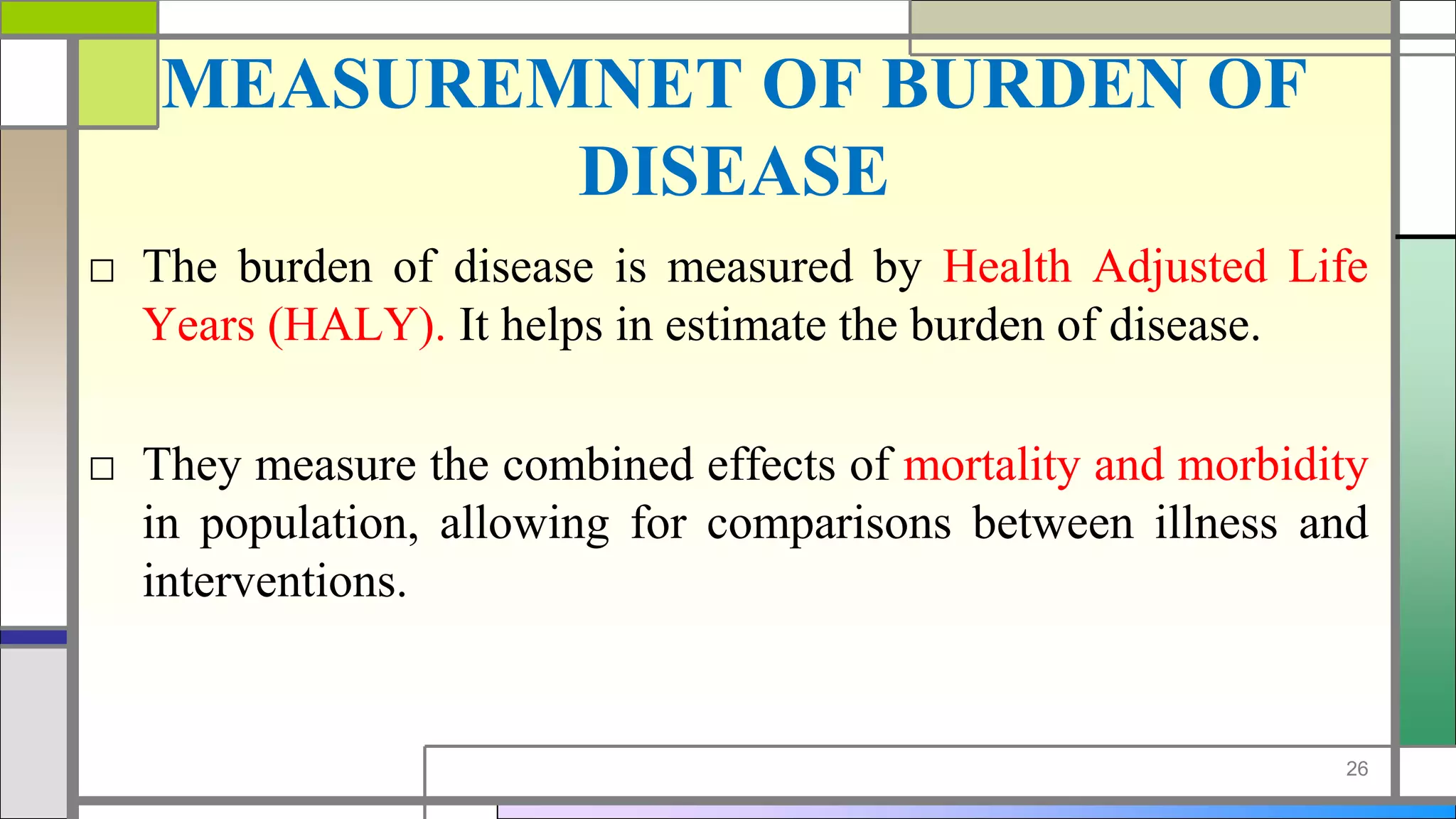 Current status of health and burden of disease | PPTX