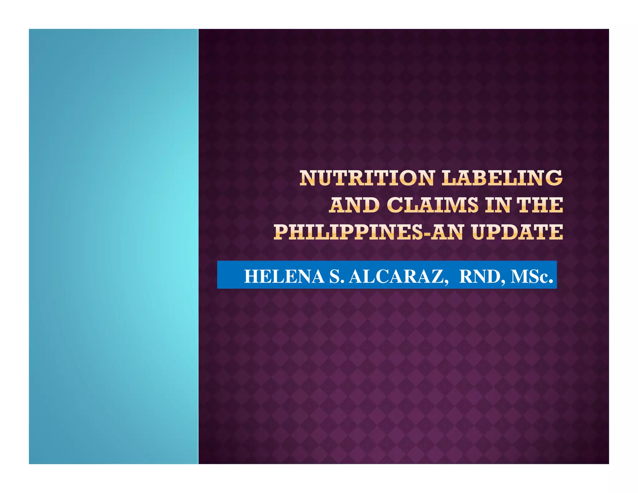 Current status of nutrition & health claims in philippines | PDF