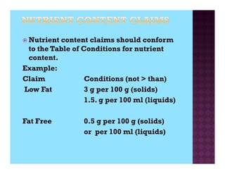 Current status of nutrition & health claims in philippines | PDF