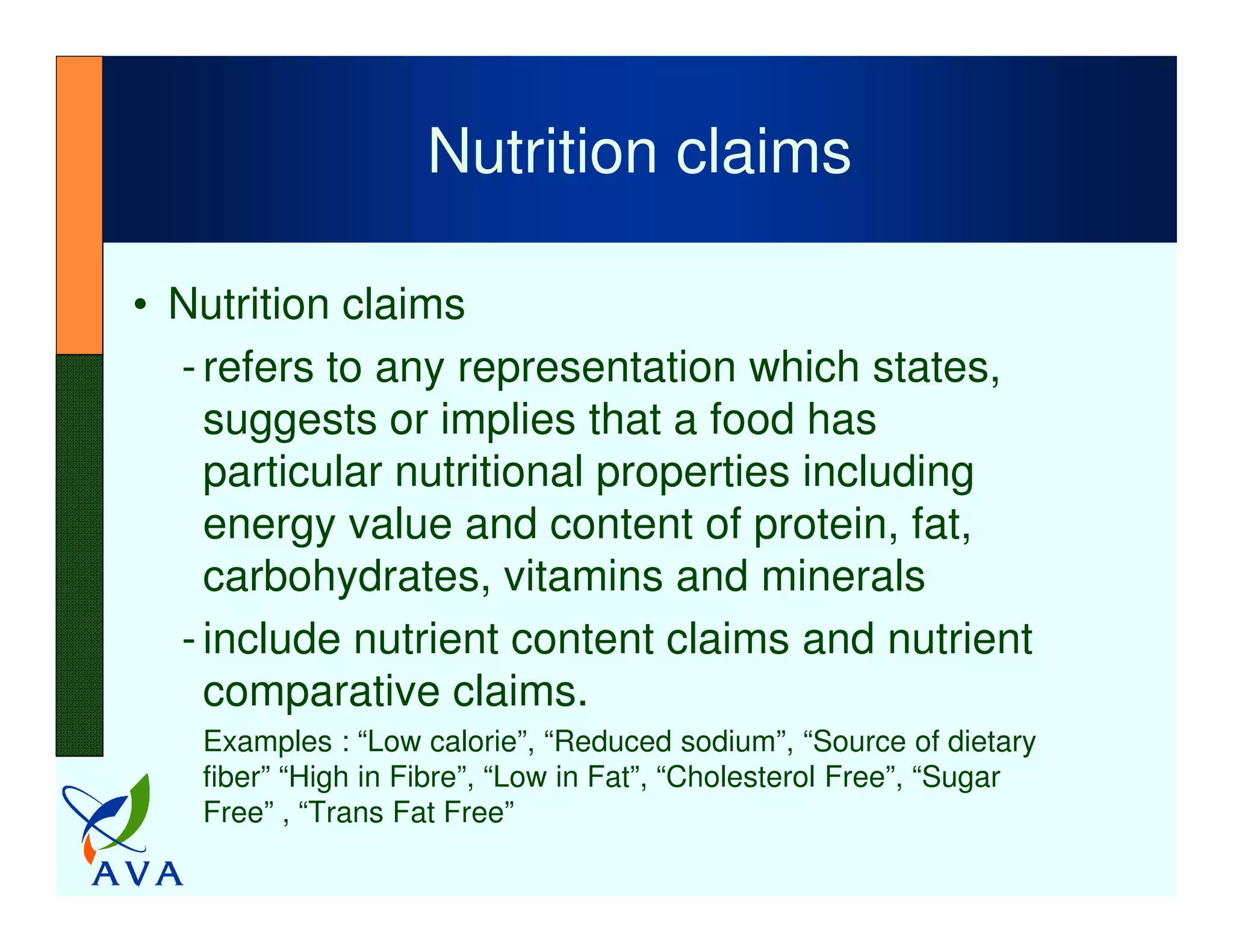 Current status of nutrition & health claims in singapore | PDF