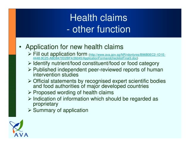 Current status of nutrition & health claims in singapore | PDF ...