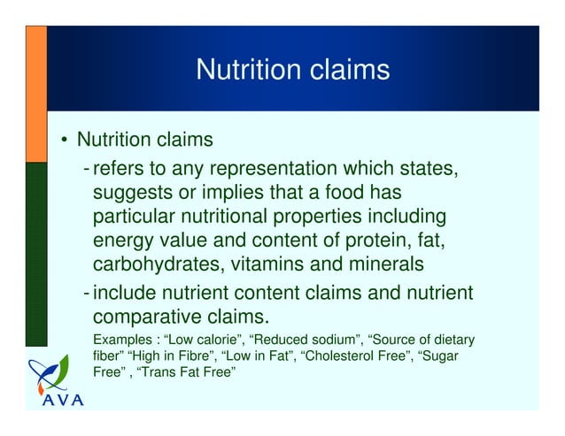 Current status of nutrition & health claims in singapore | PDF ...