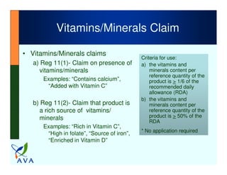 Current status of nutrition & health claims in singapore | PDF ...