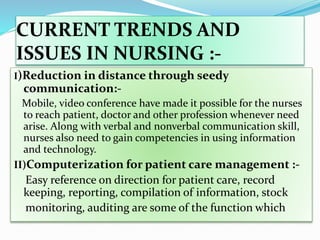 Current trends and issues in nursing administration | PPTX