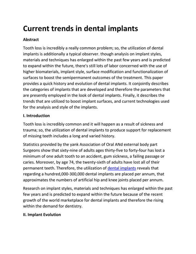 Current trends in dental implants | PDF