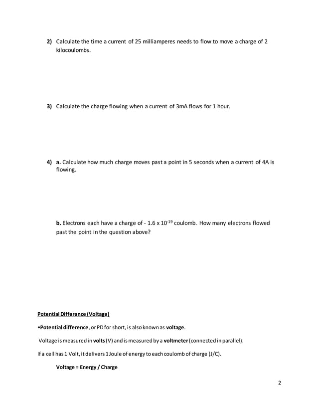 current and voltage in series and parallel- worksheet | PDF