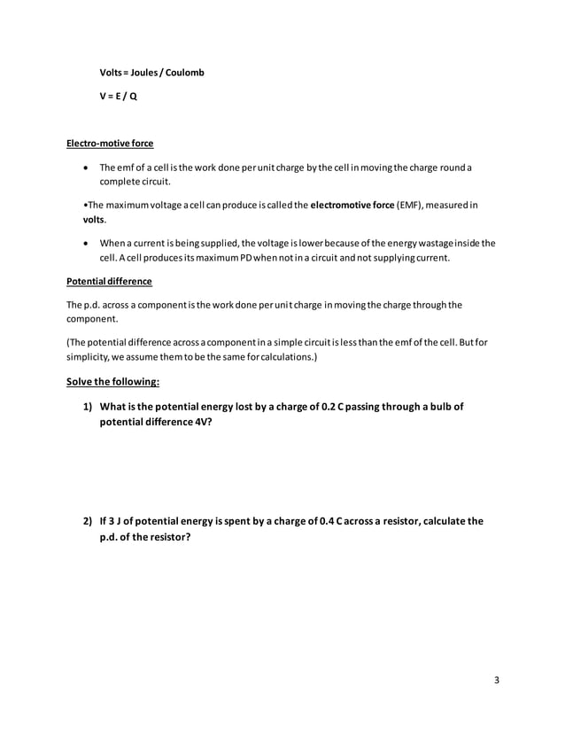 current and voltage in series and parallel- worksheet | PDF