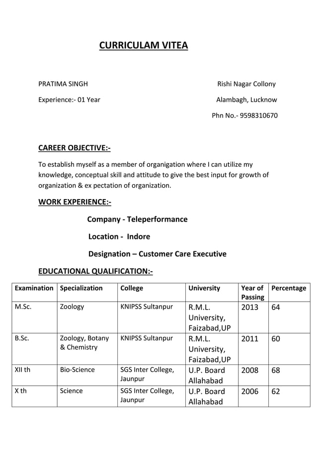 Curriculam vitea | PDF