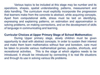 Objectives of Mathematics Curriculum & Curricular choices at different ...