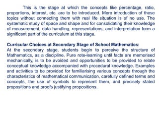 Objectives of Mathematics Curriculum & Curricular choices at different ...