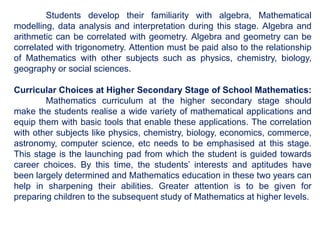 Objectives of Mathematics Curriculum & Curricular choices at different ...