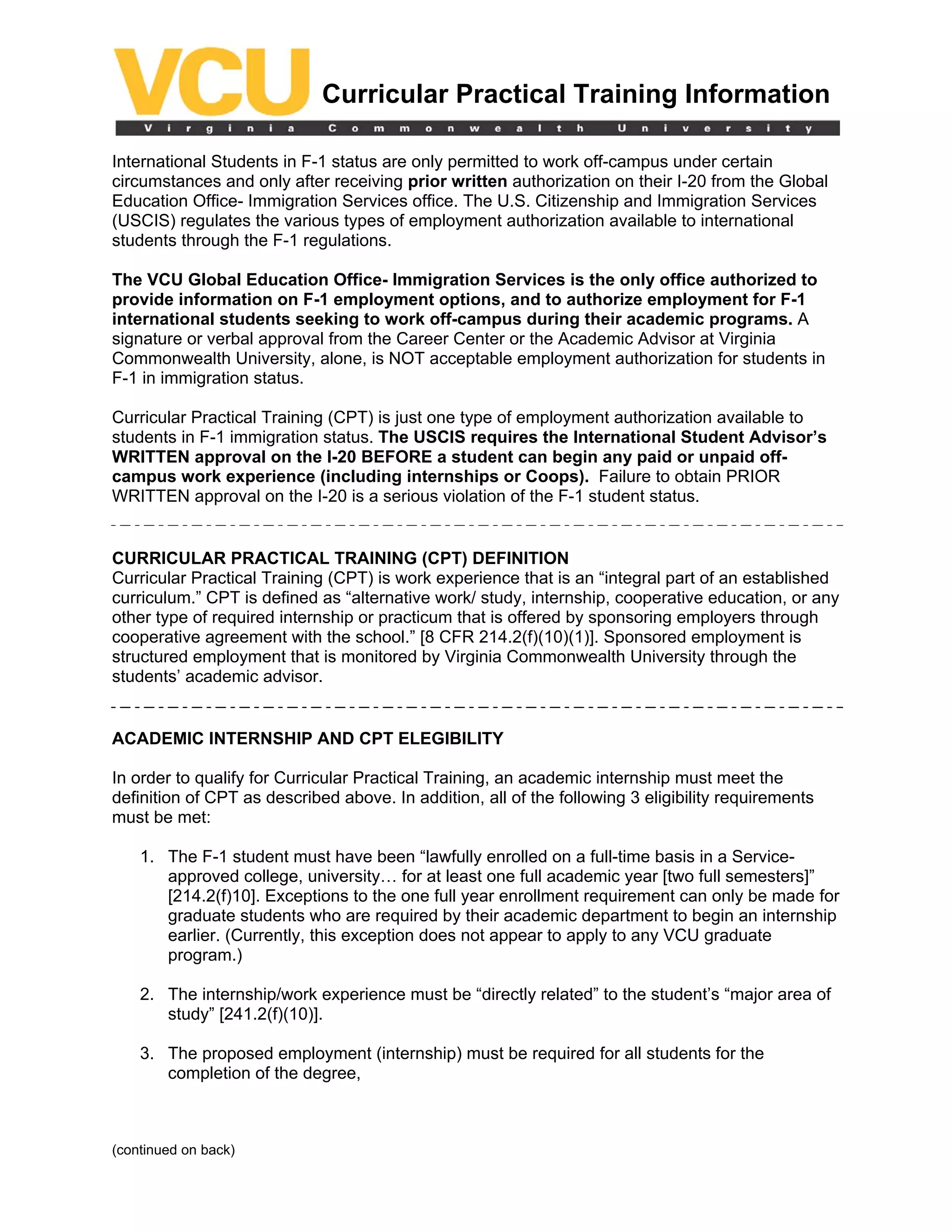 Curricular practical training | PDF | Undergraduate Education | College ...