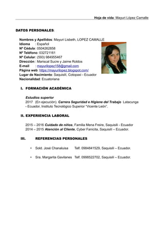 Curriculo Vitae Mayuri_Lopez | PDF