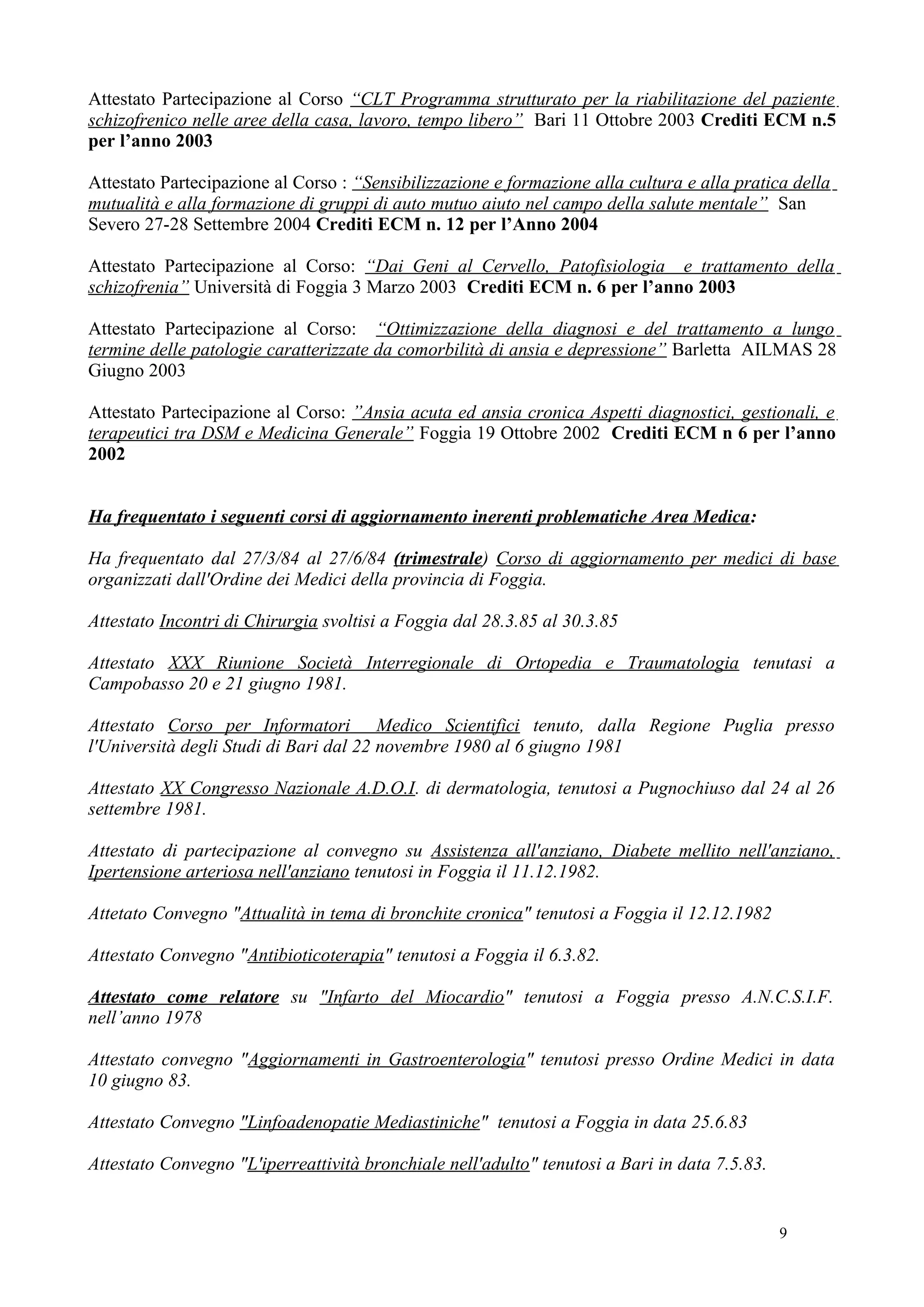 Curriculum del dott. michele grana | PDF