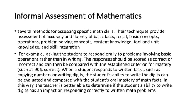 Curriculum Based Assessment And Other Informal Measures Pptx