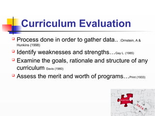 A PRESENTATION FOR CURRICULUM EVALUATION | PPTX