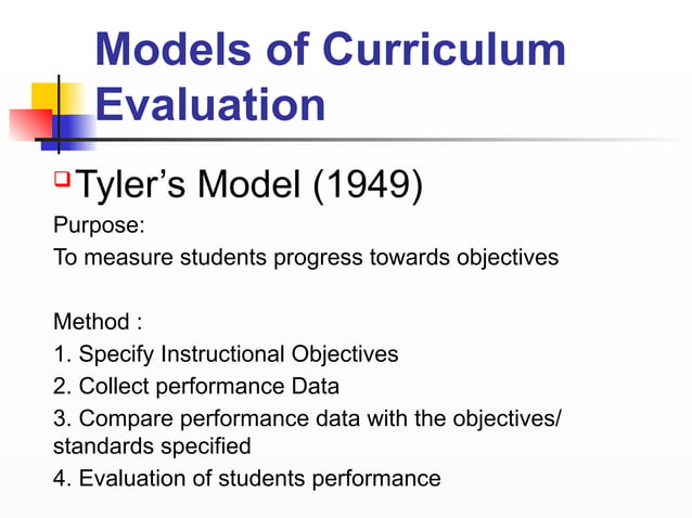 A PRESENTATION FOR CURRICULUM EVALUATION | PPT