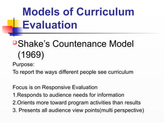 A PRESENTATION FOR CURRICULUM EVALUATION | PPT