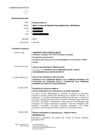 Boccia, il curriculum dopo la correzione | PDF