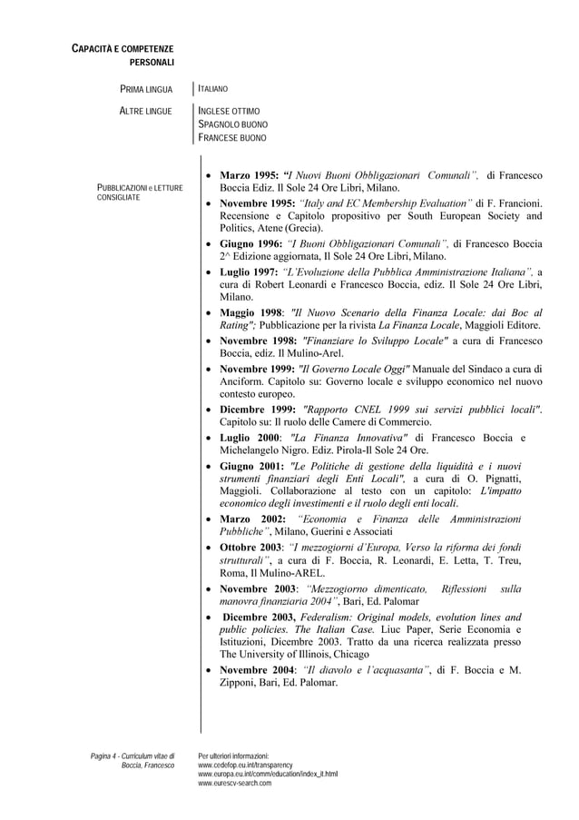 Boccia, il curriculum dopo la correzione | PDF